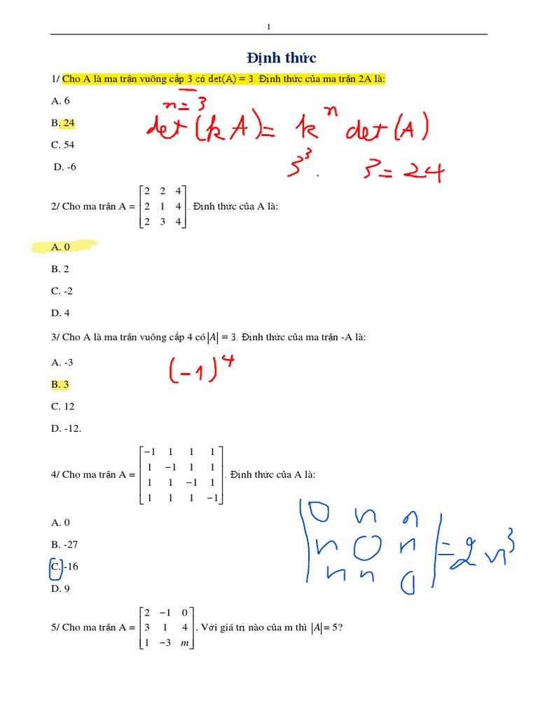BT Toan Cao Cap A2 (ĐSTT) | PDF