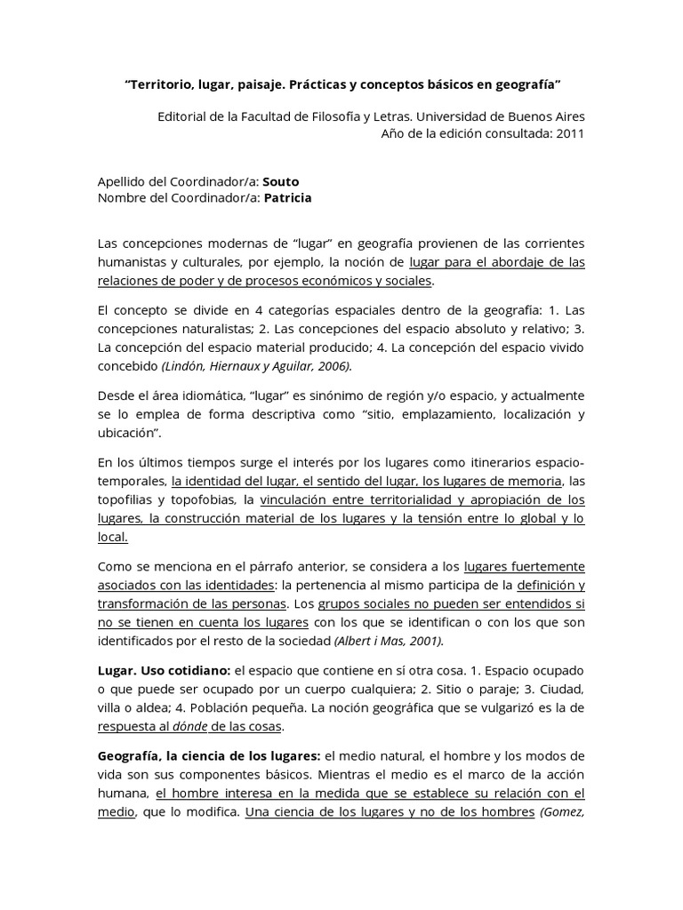 Lugar Estado De La Cuestion Pdf