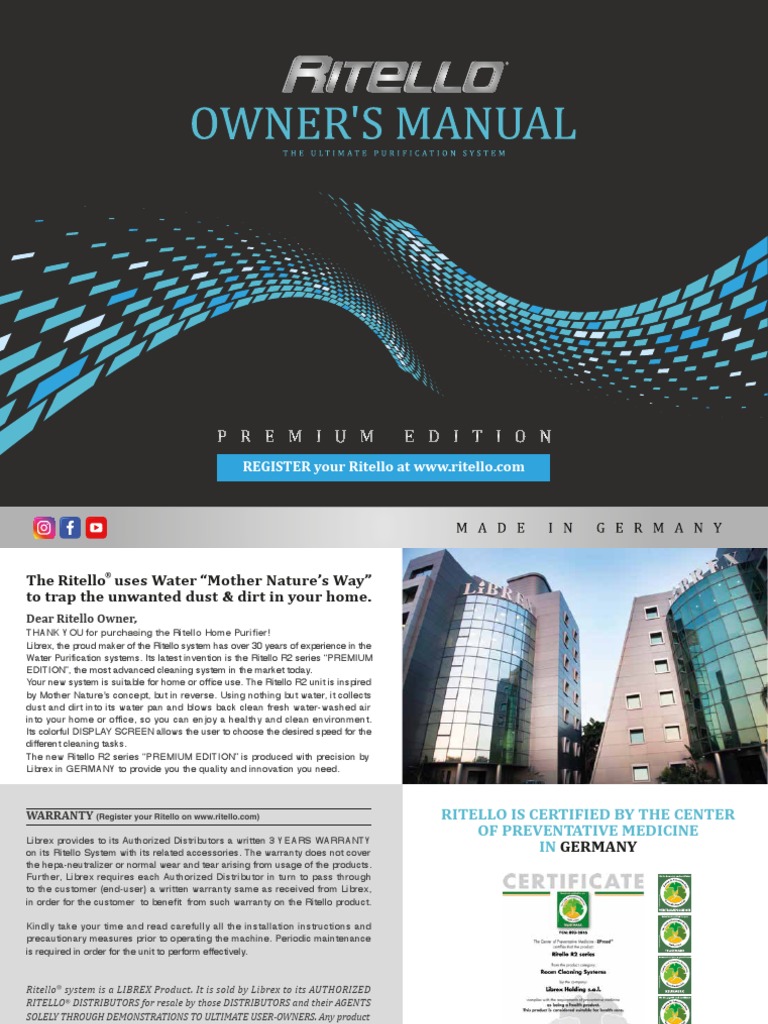 Ritello Premium Edition Owner's Manual - ENGLISH | PDF | Vacuum Cleaner ...