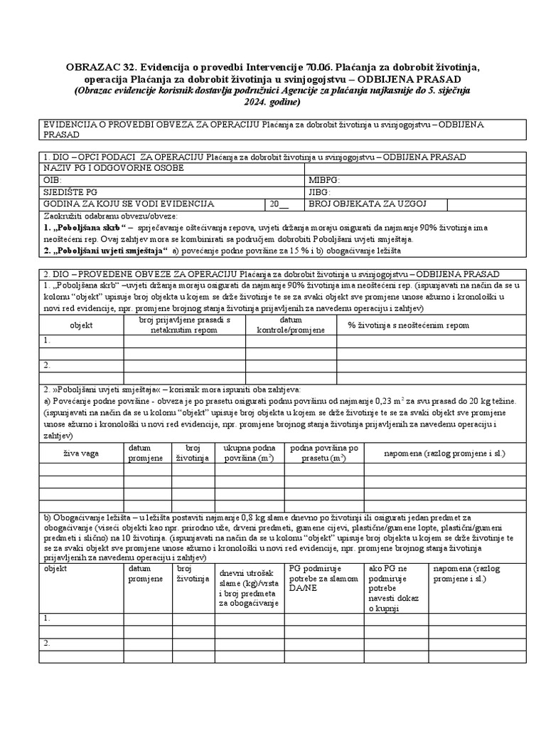 OBRAZAC 32 - Evidencija - D S - Odbijena Prasad | PDF