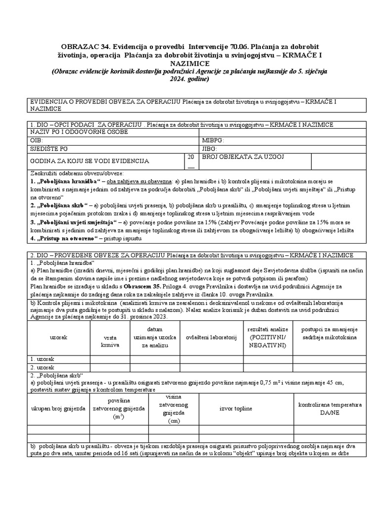 OBRAZAC 34 - Evidencija - D S - Krmaüe I Nazimice | PDF