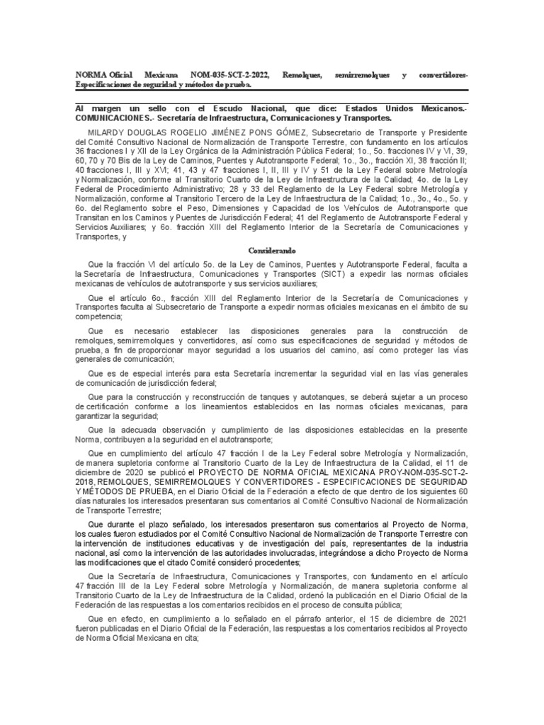 Nom 035 | PDF | Eje | Remolque (Vehículo)
