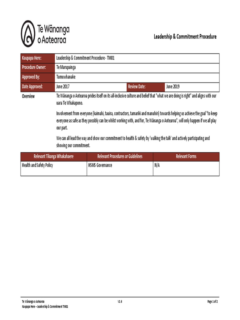 Leadership Commitment Procedure | PDF | Leadership | Empowerment