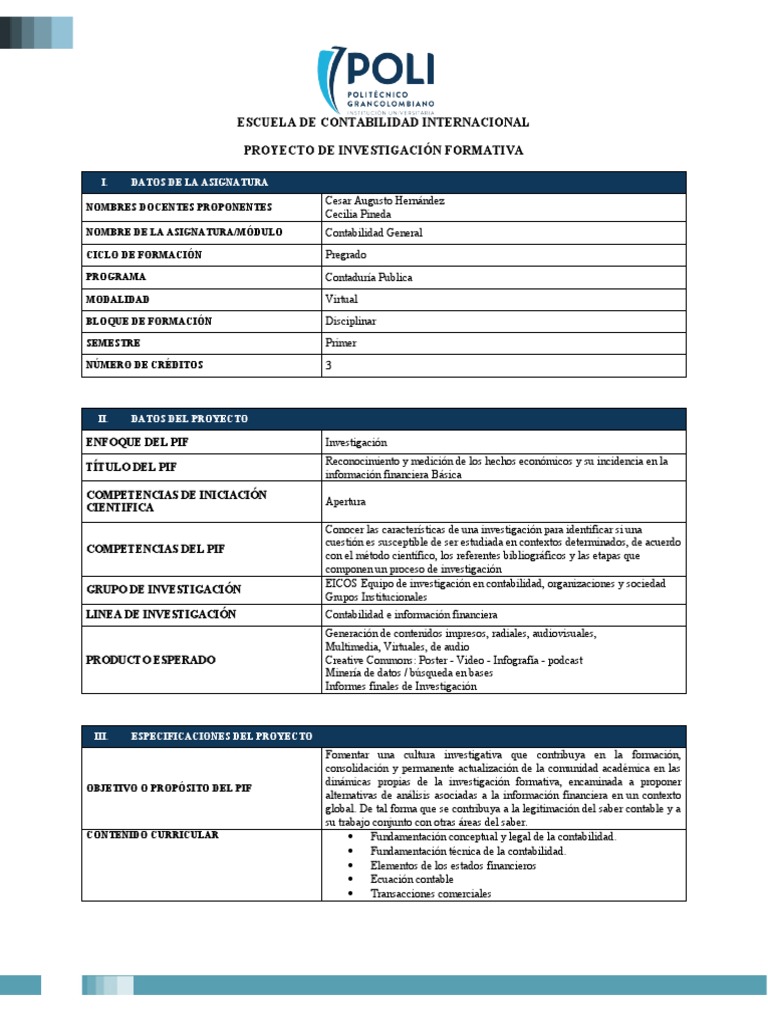 PIF Contabilidad General Virtual 2023 | PDF | Contabilidad | Evaluación