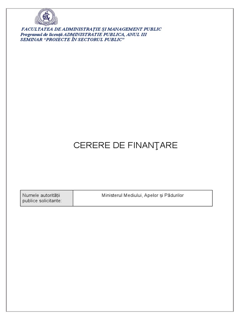 Model Cerere de Finantare | PDF