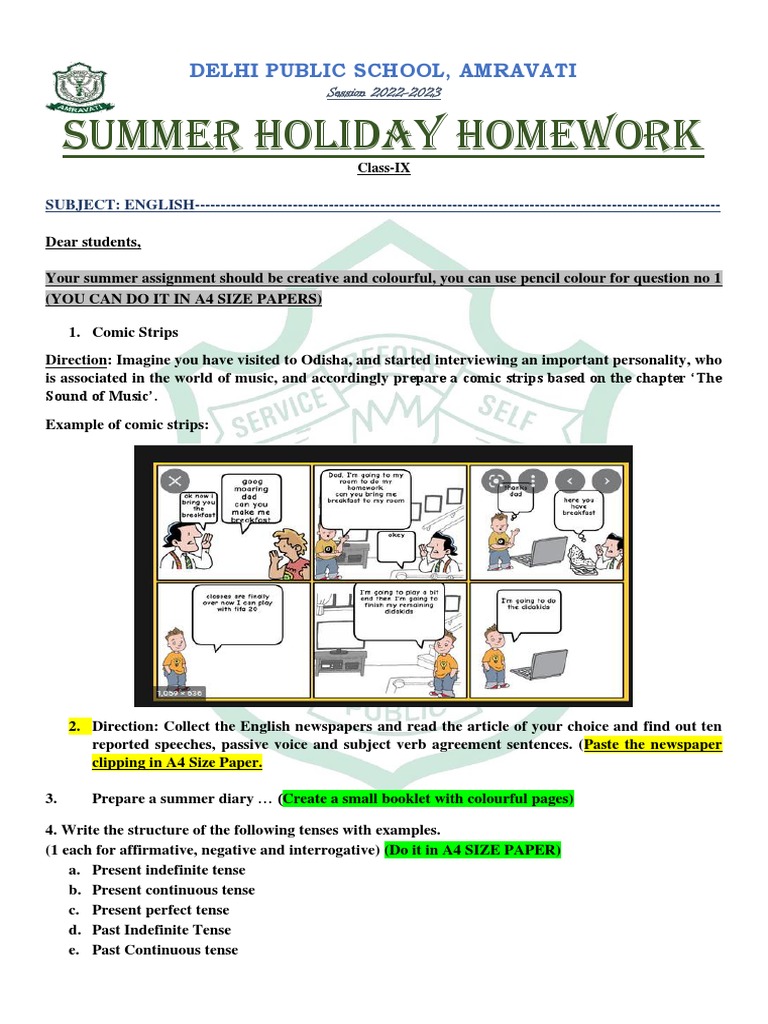 Class 9 Summer HHW | PDF