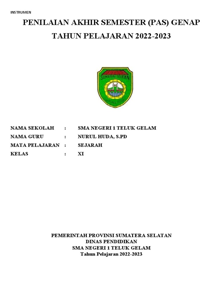Instrumen Soal Pas Genap Nurul Tp. 2022-2023 | PDF