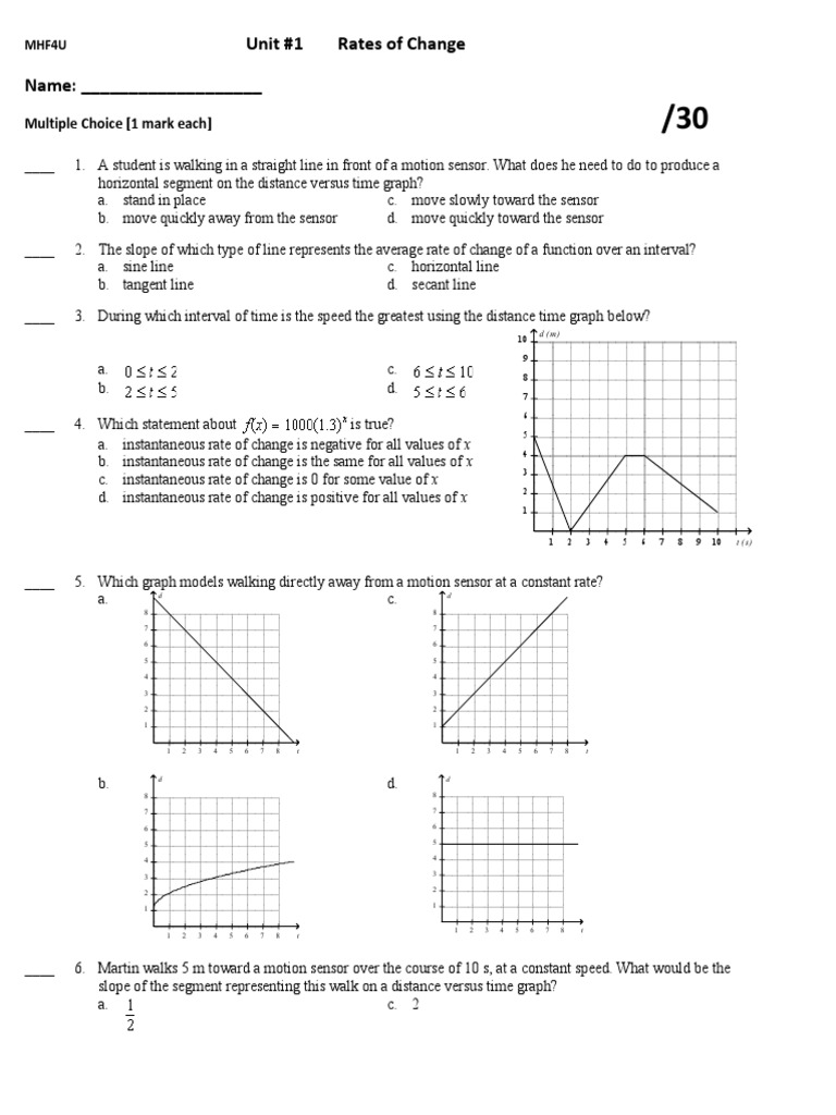 Unit 1 - Rate of Change | Download Free PDF | Speed | Derivative