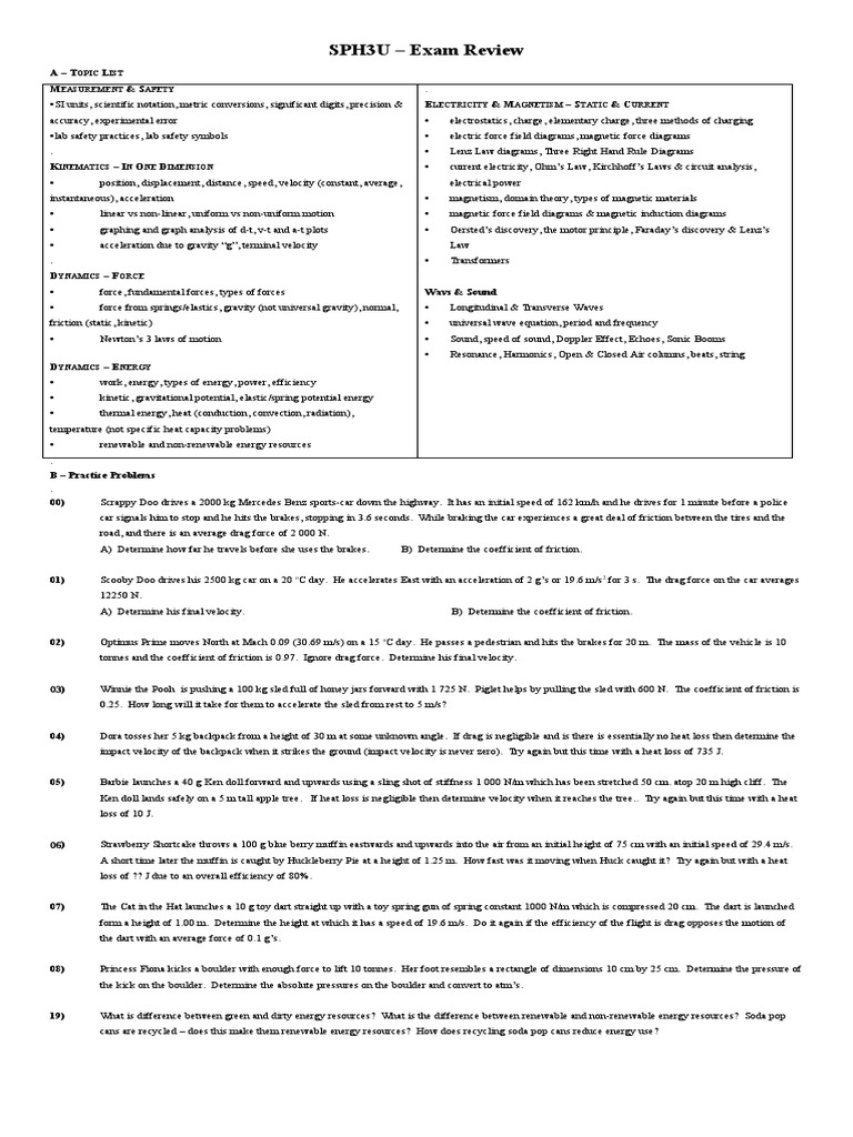 Physics Exam Review | PDF | Harmonic | Force