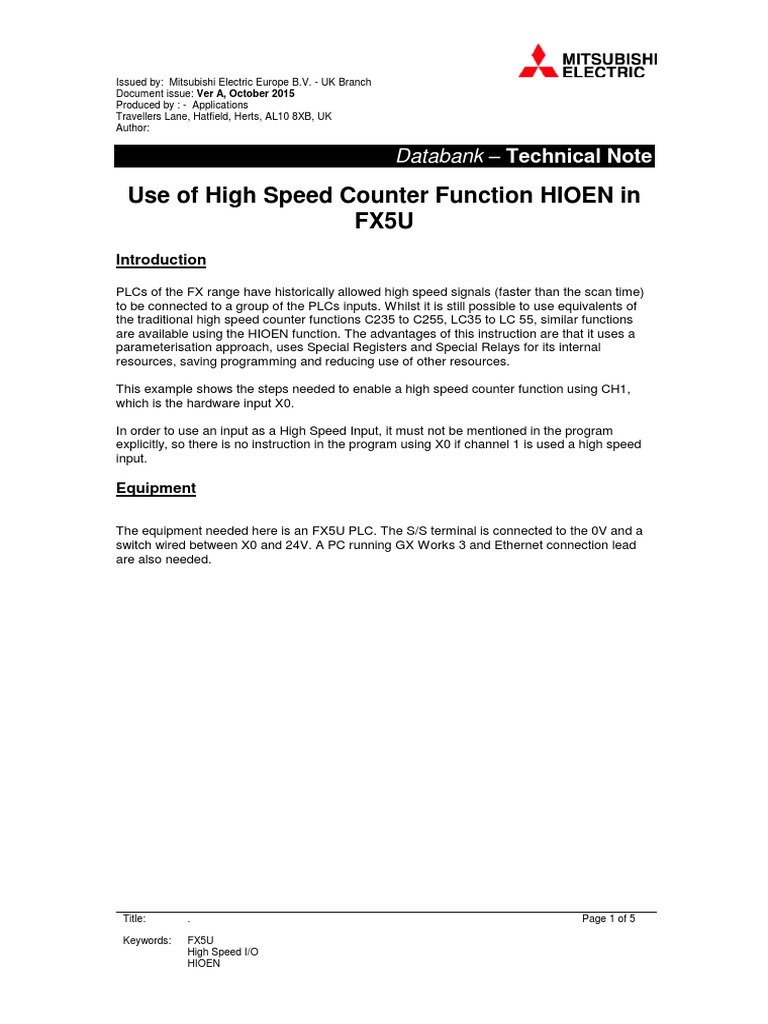 infoPLC - Net - FX5 High Speed Counter Function HIOEN in FX5U WITH RESET | PDF | Programmable ...