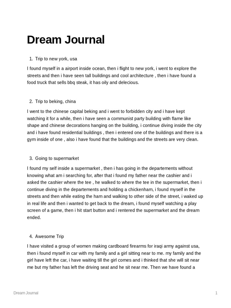 Dream Journal | PDF
