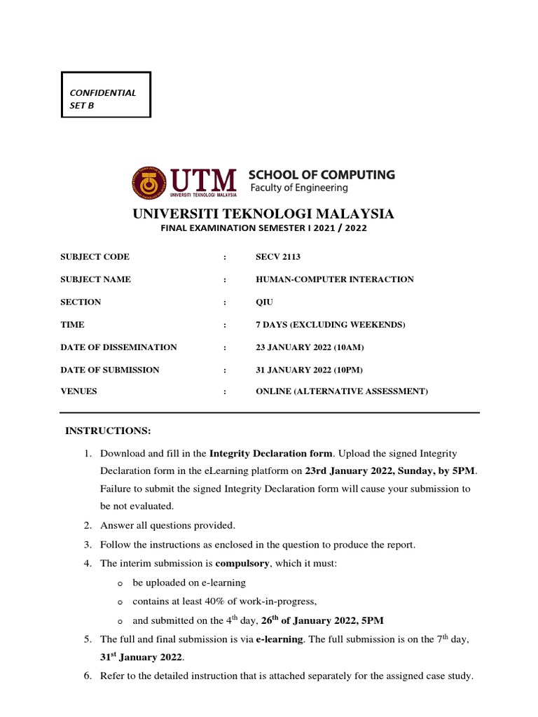 Hci Aa Question - Hci-2022 Secv 2113 | PDF | Usability | Computing