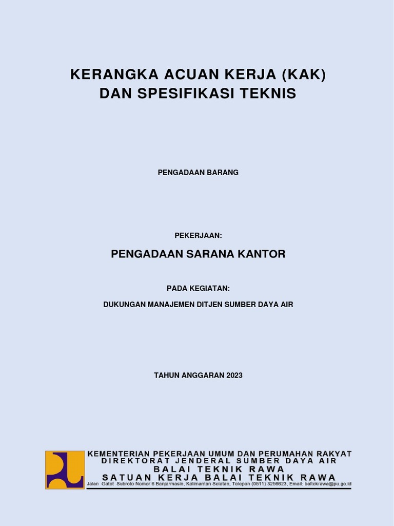 Kak Dan Spesifikasi Teknis Pengadaan Sarana Kantor | PDF