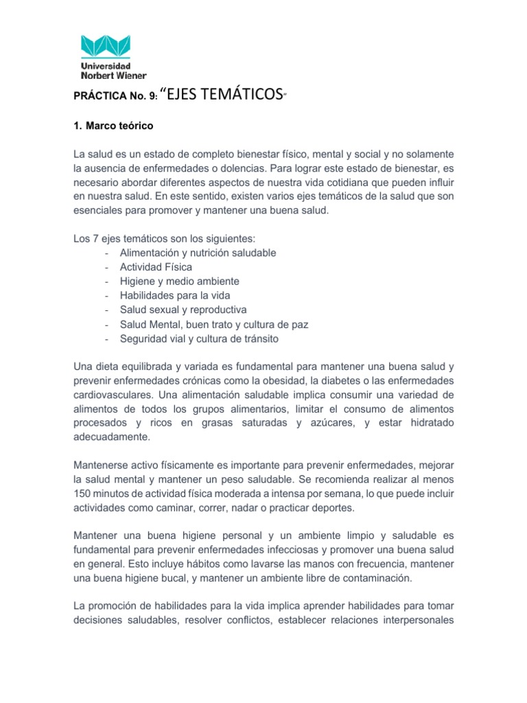 Ejes Temáticos de Salud Integral | PDF | Salud pública