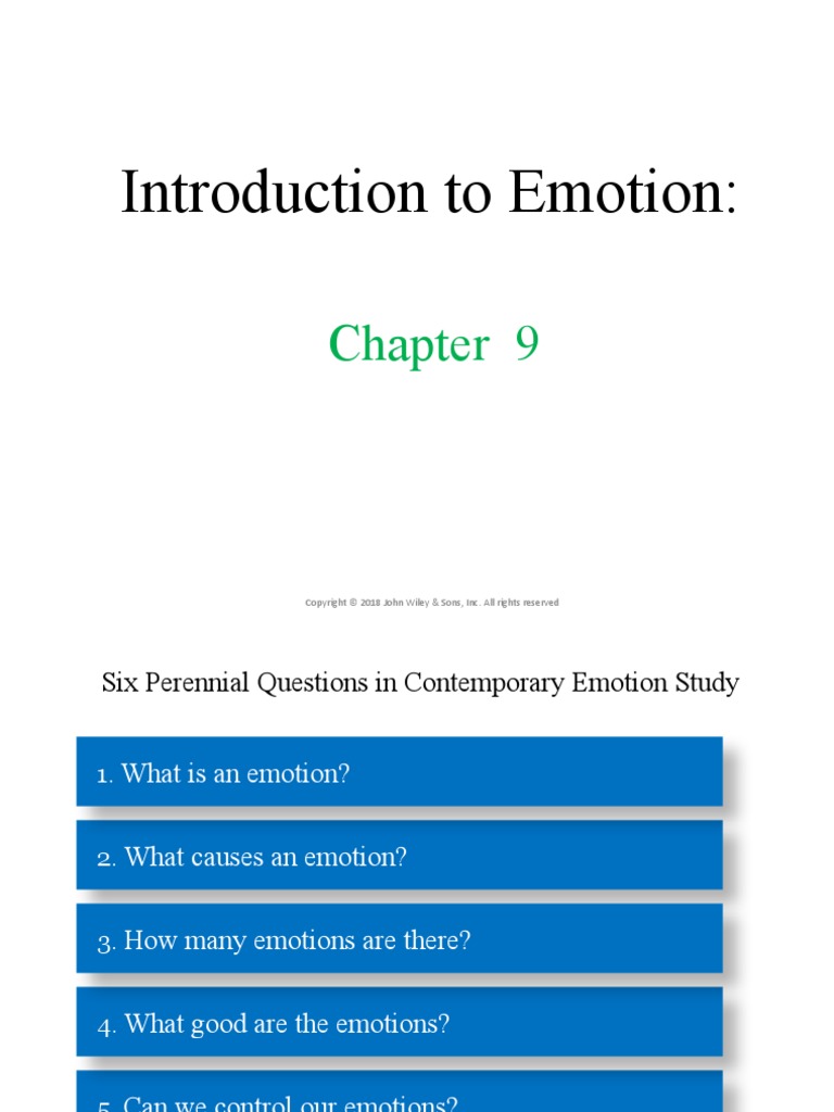 CH 9 - Introduction To Emotions | PDF | Emotions | Emotional Self ...