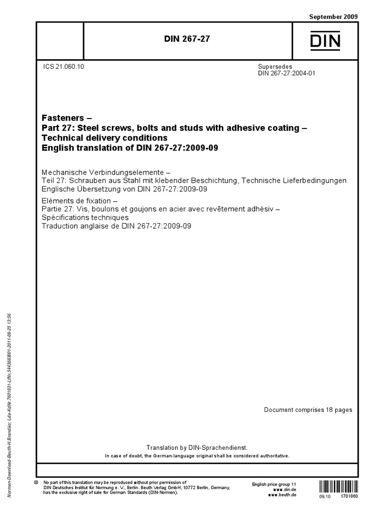 Din 267 - 27 | PDF | Screw | Nut (Hardware)