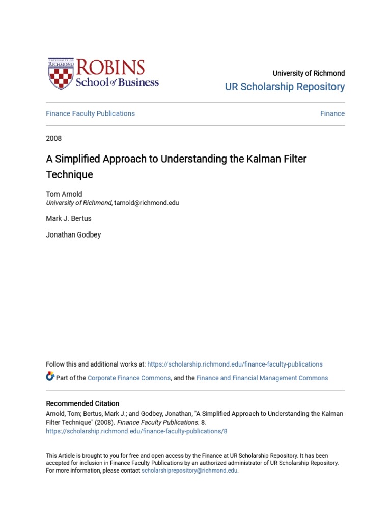 A Simplified Approach To Understanding The Kalman Filter Techniqu | PDF ...