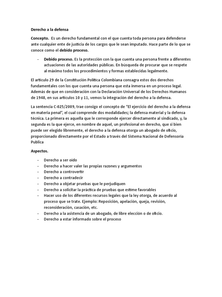 Derecho a la Defensa y Debido Proceso | PDF | Ciencias sociales
