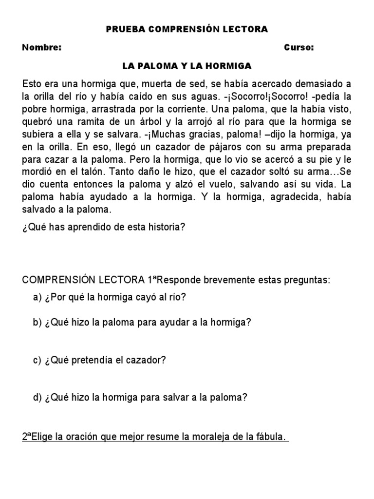 La Paloma y La Hormiga | PDF