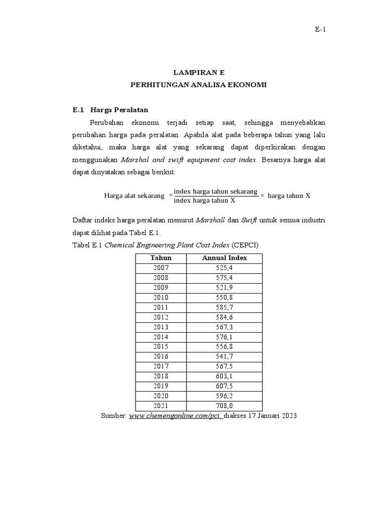Lampiran E - Analisis Ekonomi | PDF