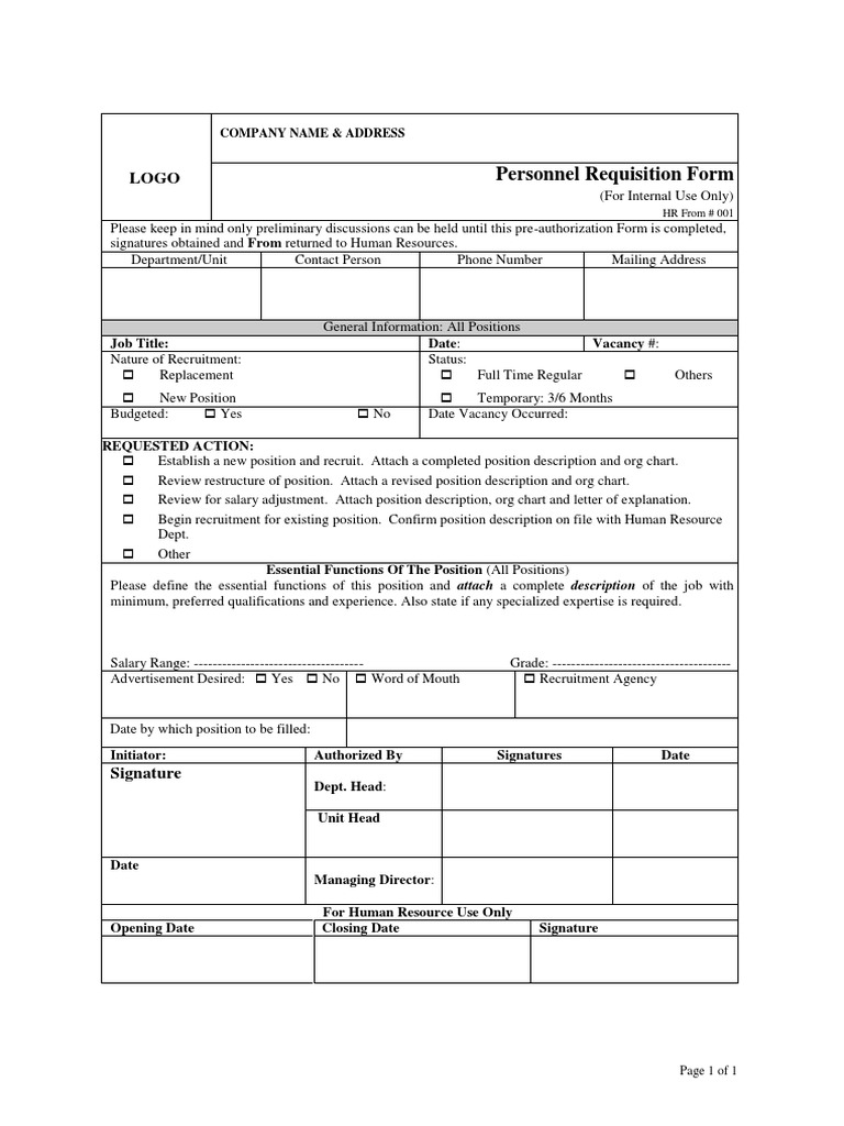 Manpower Request Form7 | PDF | Human Resources | Recruitment