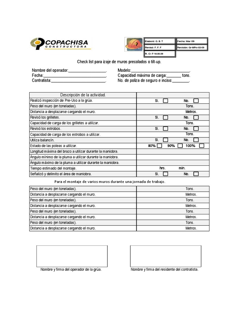 Check List para Montaje de Muros RFFF Final | PDF