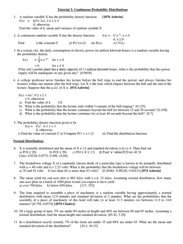 Tutorial Chapter 3 | PDF | Standard Deviation | Probability Distribution