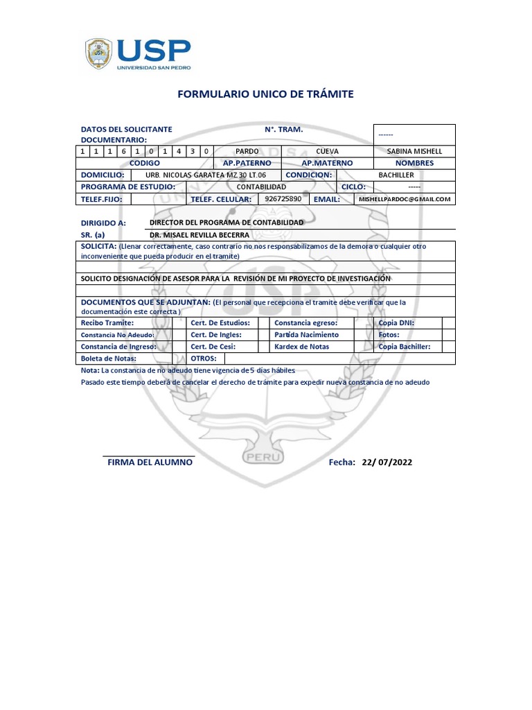 Fut Solicito Asesor Mishell Pardo | PDF