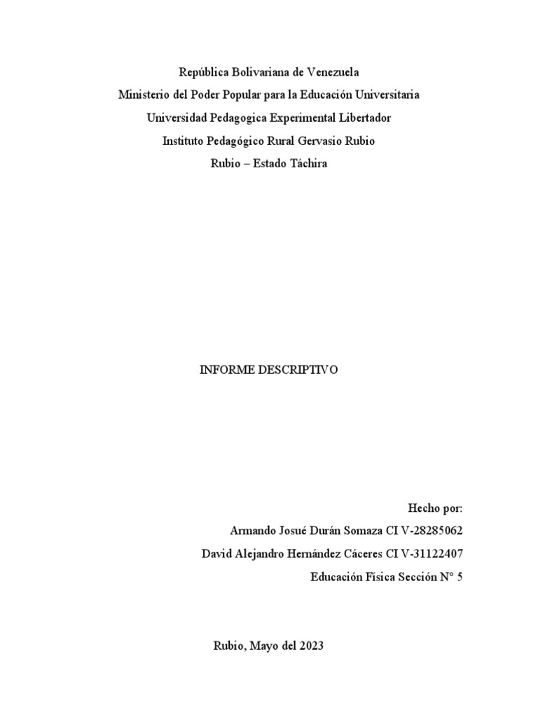 Informe Descriptivo | PDF | Ciencia y matemáticas