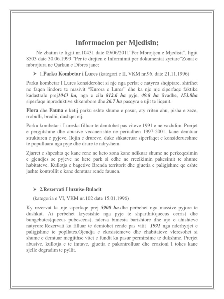 Informacion Per Mjedisin | PDF