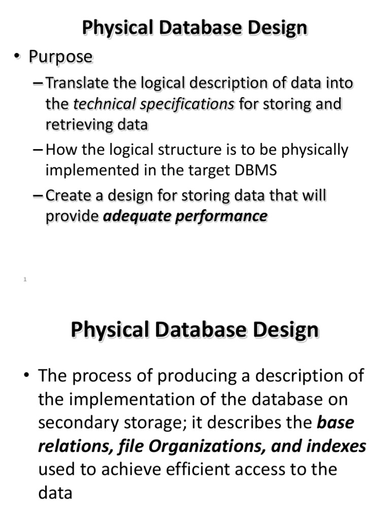 Presentation14 Physical Database Design | Download Free PDF | Databases ... Presentation14 Physical Database Design | Download Free PDF | Databases ...
