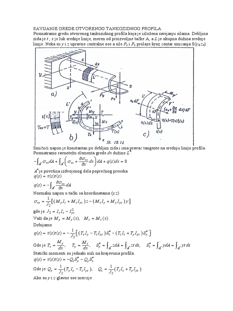 Savijanje Grede Otvorenog Tankozidnog Profila | PDF