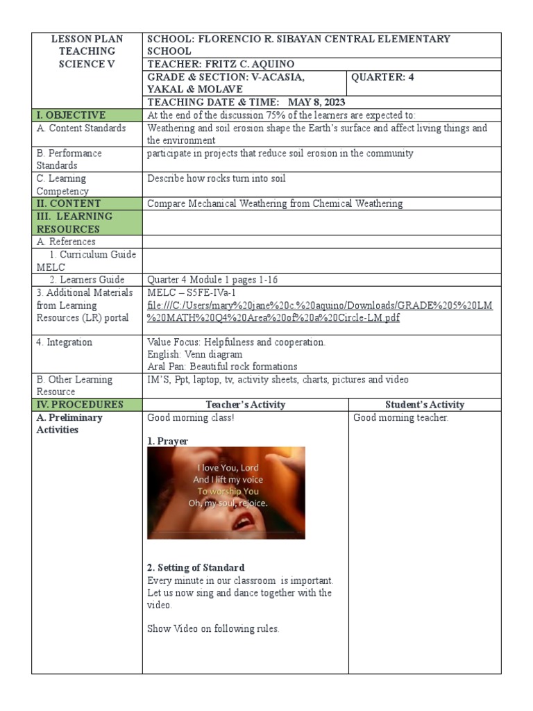 Aquino-Grade 5 (Science) - Duterte | PDF | Weathering | Rock (Geology)
