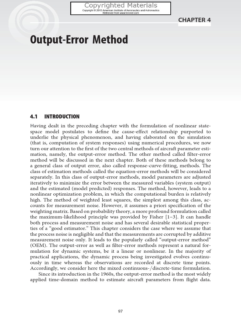 Ch4 - Output Error Method | Download Free PDF | Estimator | Normal ... Ch4 - Output Error Method | Download Free PDF | Estimator | Normal ...