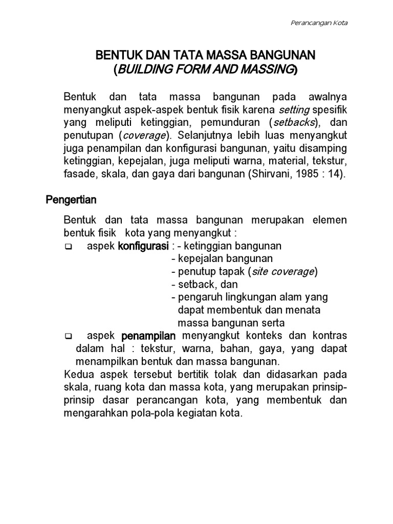 Tata Massa Bangunan dalam Perancangan Kota | PDF | Sains & Matematika ...