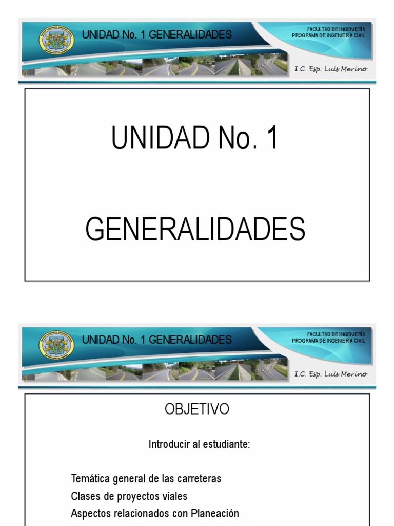 01 Generalidades | PDF | La carretera | Ingeniero civil