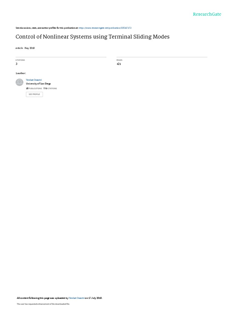 Terminal Sliding Modes | PDF | Control Theory | Mathematics
