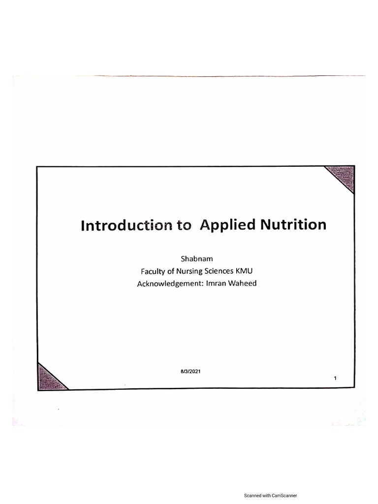 Introduction to applied Nutrition, Educational Platform | PDF
