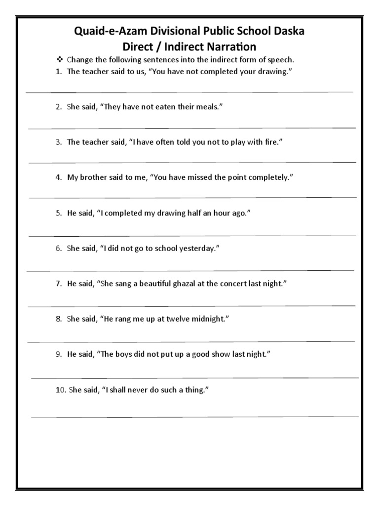 Direct Indirect Sheet 3 | PDF