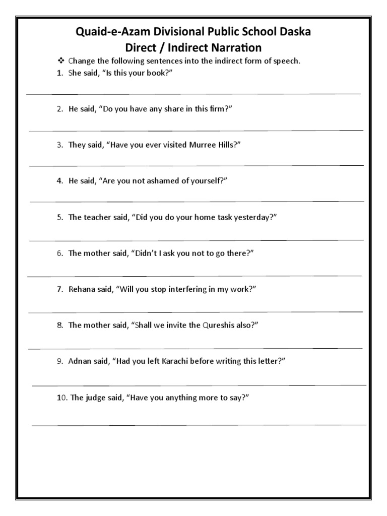 Direct Indirect Sheet 5 | PDF