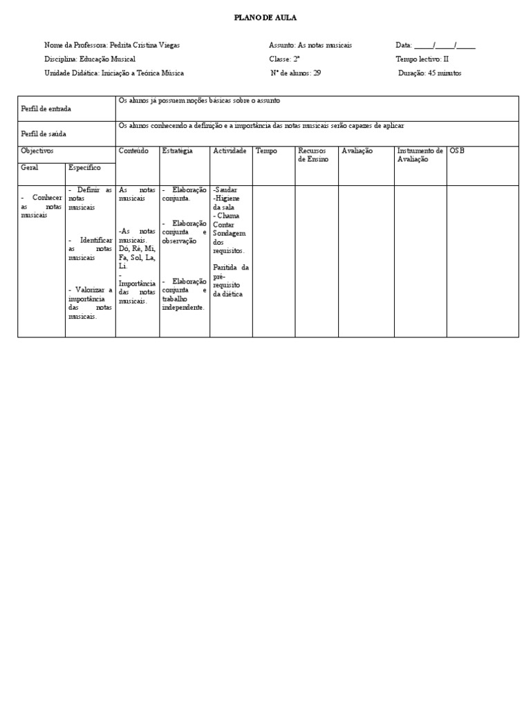 PLANO DE AULA Pedrita | PDF