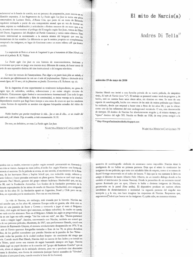 DI TELLA, Andrés (2010) El Mito de Narcis (A) | PDF