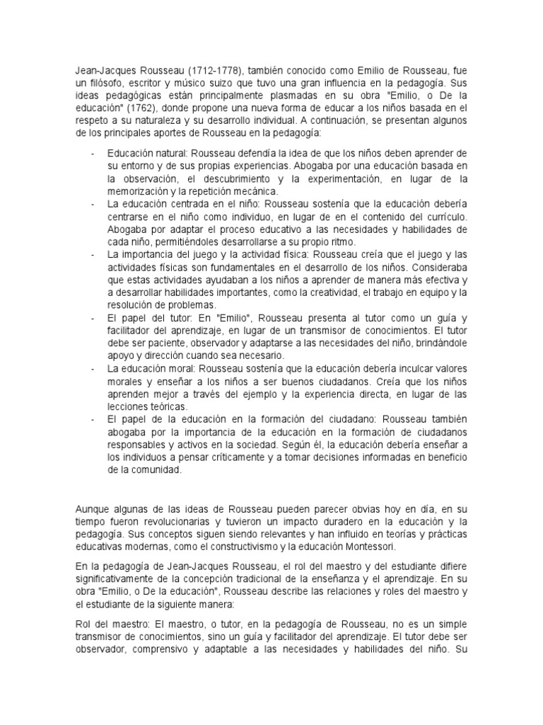 Rousseau | PDF | Jean-Jacques Rousseau | Aprendizaje
