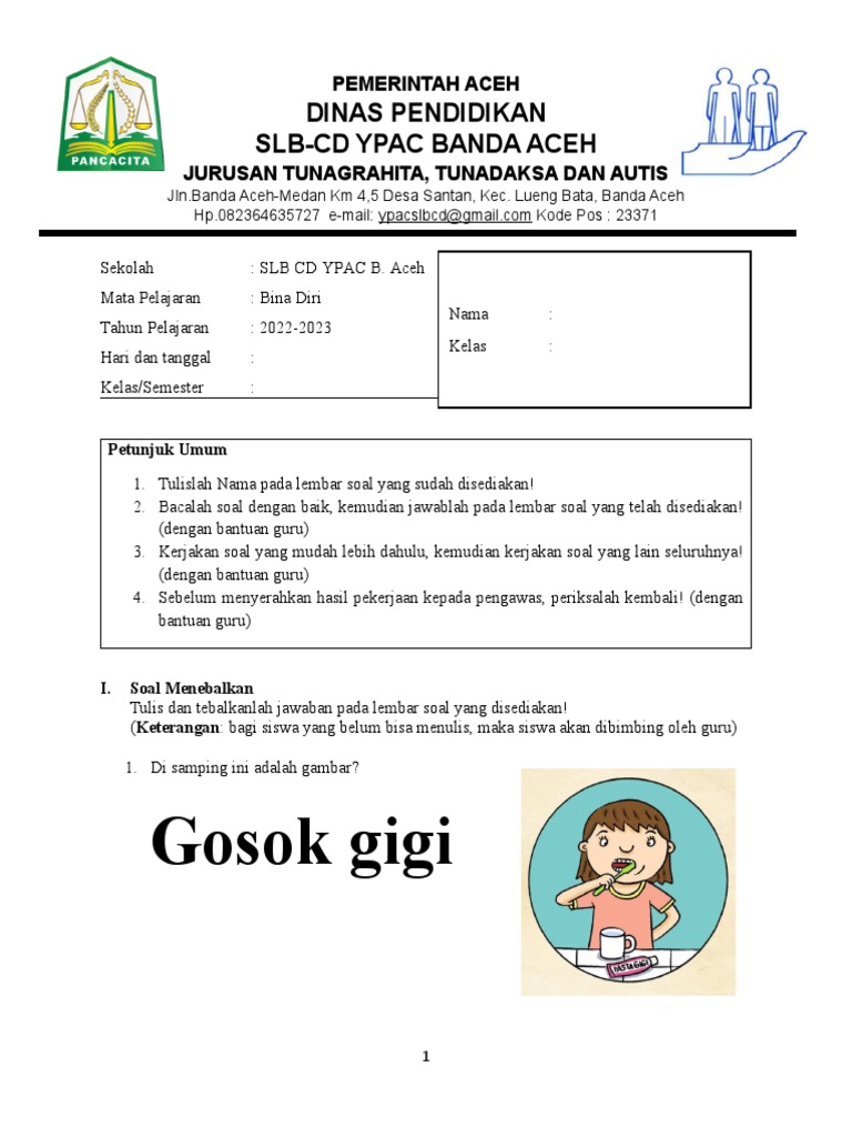 Soal Bina Diri untuk Anak SLB | PDF | Karier & Perkembangan