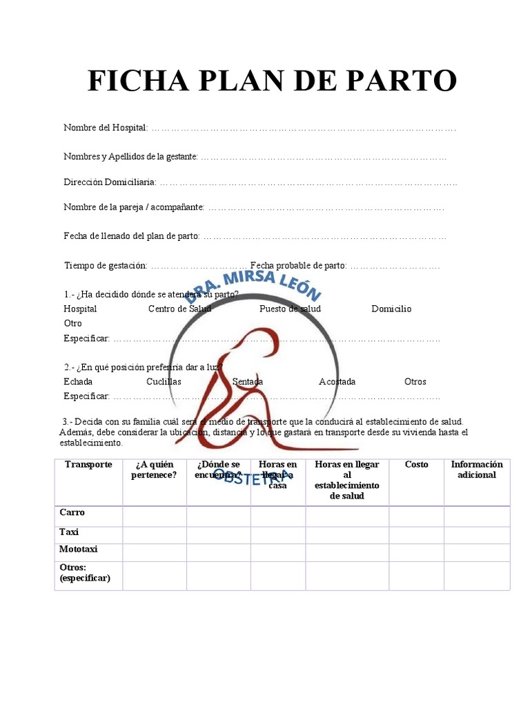 Ficha de Plan de Parto | PDF