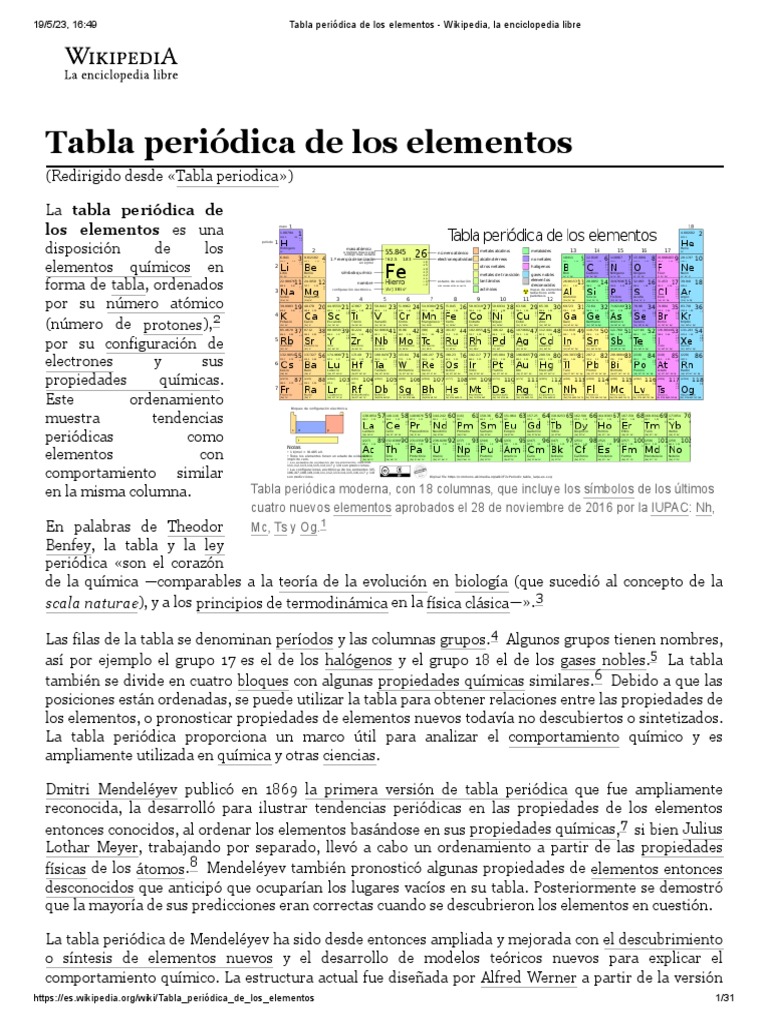 Tabla periódica de los elementos - Wikipedia, la enciclopedia libre ...
