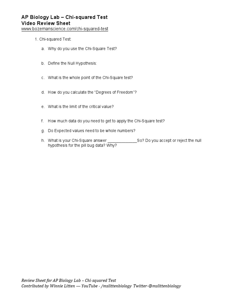 AP Biology Chi-Squared Test Review | PDF