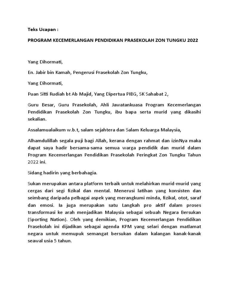 Teks Ucapan Perasmian | PDF