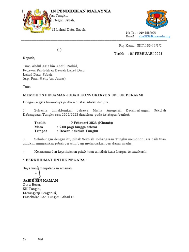 Contoh Surat Pinjaman Jubah | PDF