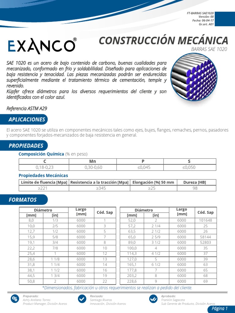 Ft-Barras Sae 1020 Exanco | Descargar gratis PDF | Procesos de negocio ...